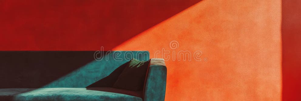 Dramatic Contrast of Crimson and Black Wall with Stylish Sofa for ...