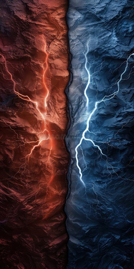 Dramatic Contrast of Fiery and Icy Textures Stock Illustration ...