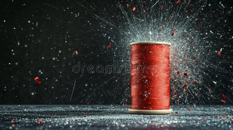 A Dramatic Contrast is Formed by the Placement of a Vibrant Red Thread ...