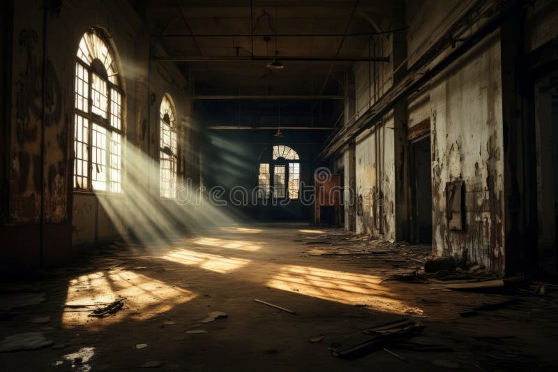 Dramatic Contrast of Light and Shadow in an Abandoned Building Stock ...