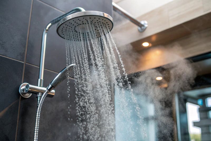 Contrast Shower with Flowing Water and Steam Stock Illustration ...