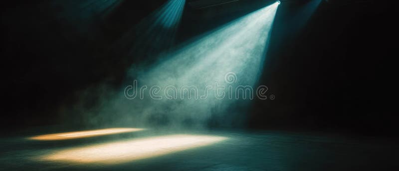 Dramatic Contrast of Spotlight Illuminating Dark Room with Mysterious ...