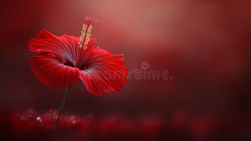 Dramatic Contrast Vivid Red Flower Against Deep Black Background Stock ...