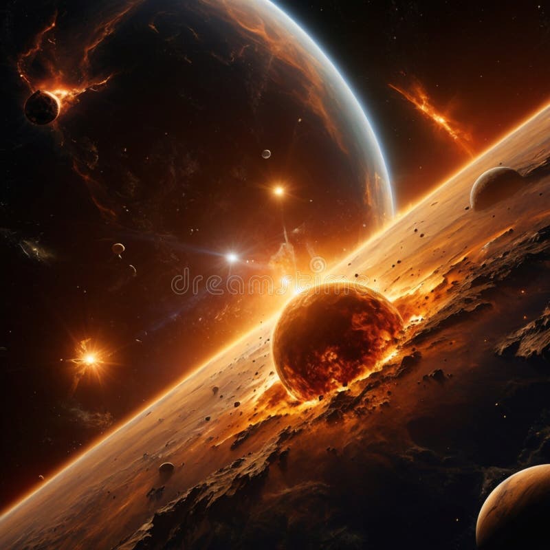 Dramatic Cosmic Collision: Planets Collide in Fiery Celestial Explosion ...