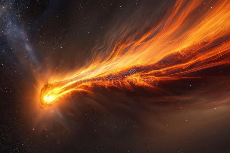Dramatic Cosmic Comet Trail Illuminates Deep Space with Fiery Energy ...