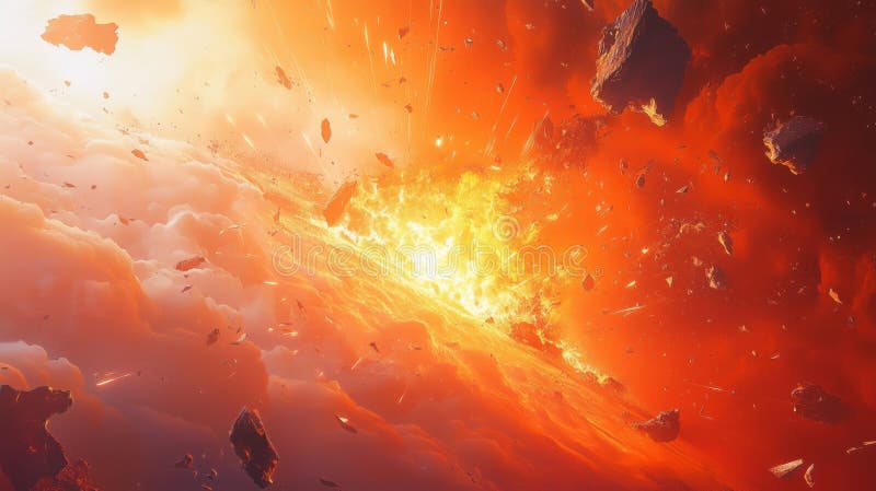 Dramatic Cosmic Explosion in a Celestial Landscape of Fire Stock Photo - Image of explosion ...