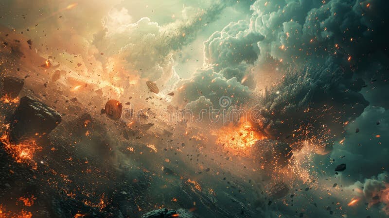 Dramatic Cosmic Explosion with Fiery Debris Illuminating Dark Clouds in ...