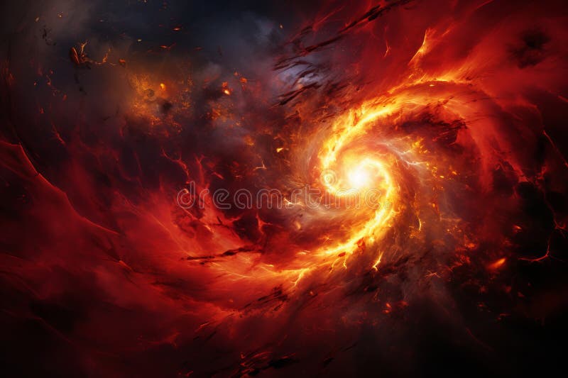 A Dramatic Cosmic Explosion with Fiery Reds and Bright Yellows Stock ...