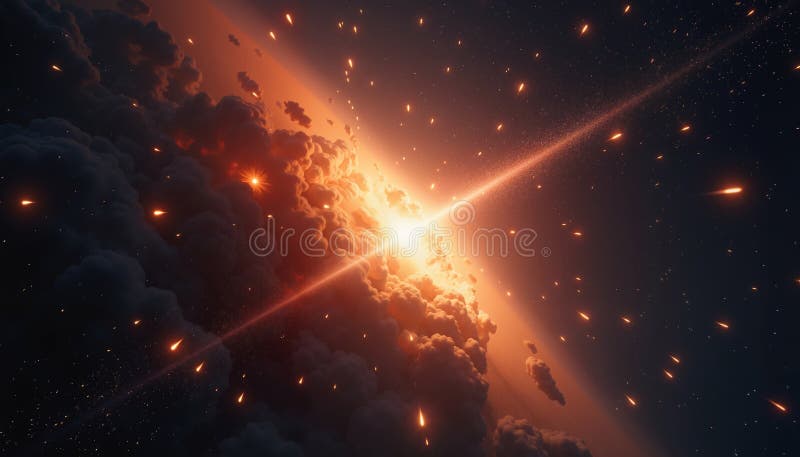 Dramatic Cosmic Explosion with Glowing Clouds, Space Phenomenon ...