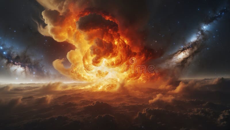 Dramatic Cosmic Fire Explosion Lighting Up the Galaxy with Swirling ...