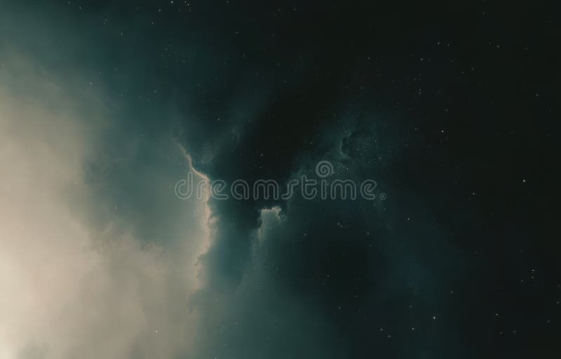 Dramatic Cosmic Nebula Starry Night Sky Space Background Dark Teal and ...