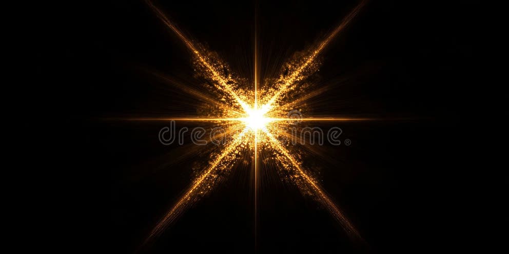Dramatic Cosmic Scene Featuring a Golden Glowing Sunburst Flash Effect ...
