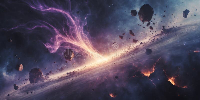 Dramatic Cosmic Scene of Planet Destruction with Nebula and Planets in ...