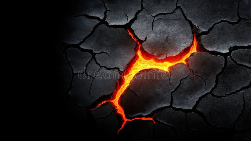 Dramatic Cracked Earth with Glowing Lava Fissure Stock Illustration ...
