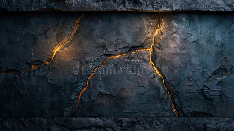 Dramatic Cracked Rock Surface with Golden Veins Stock Illustration ...
