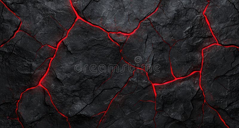 Dramatic Cracked Rock Texture with Glowing Red Veins Stock Illustration ...