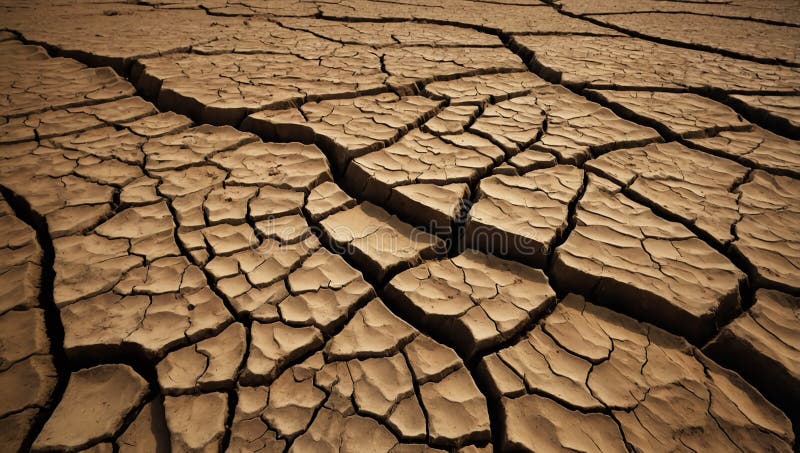 Dramatic Cracked Soil Pattern in High Detail with Deep Fissures and Dry ...