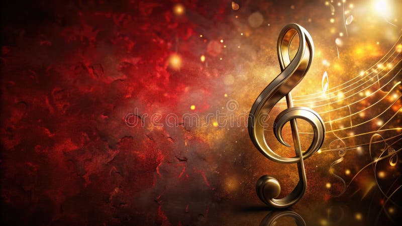 Dramatic Crimson Gothic Music Background with Abstract Clef and Notes a ...