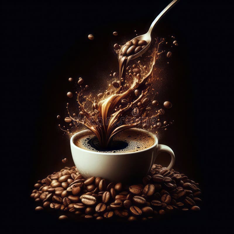 Dramatic Cup of Coffee Abstract Stock Illustration - Illustration of ...