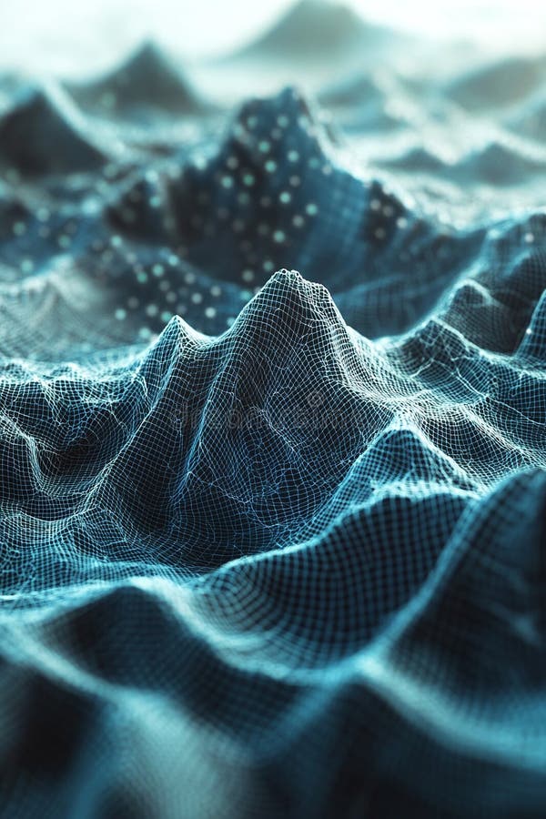 Dramatic Cyber Grid Landscape Featuring Mountain-like Formations ...