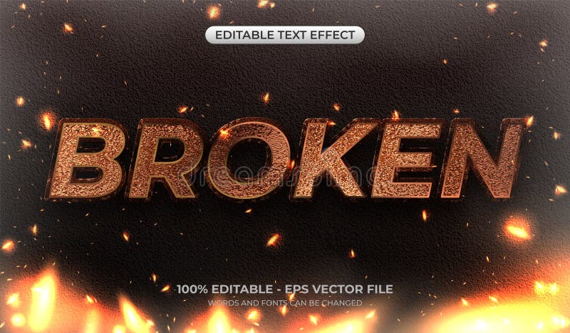 Dramatic 3D Broken Text Effect. Editable Rusty Iron Text Effect Stock ...