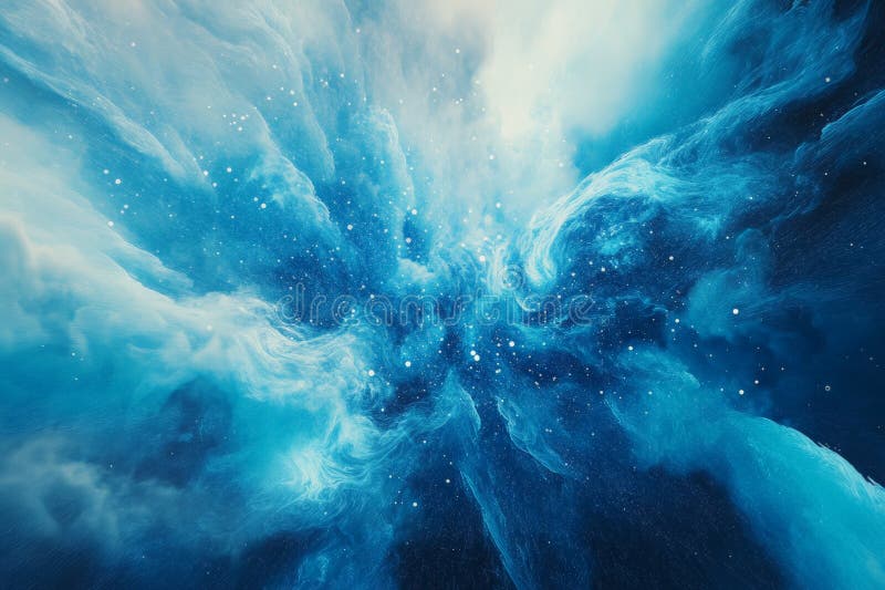 A Dramatic 3D Explosion with Shades of Dark Blue and Turquoise Against ...