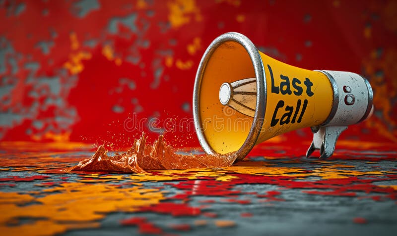 Dramatic 3D Illustration of Last Call Spilling from a Megaphone with ...