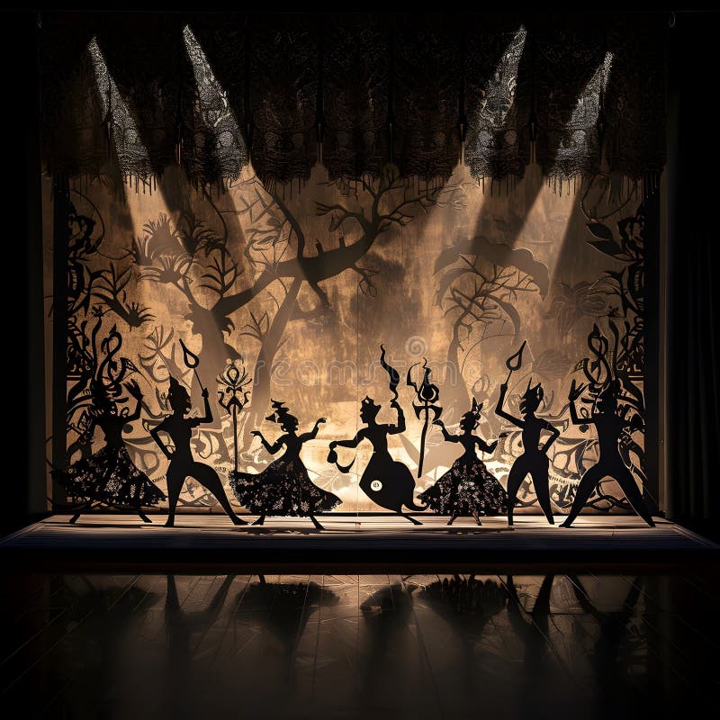 Dramatic 3D Rendered Shadow Puppets Performing Ancient Folktale on ...