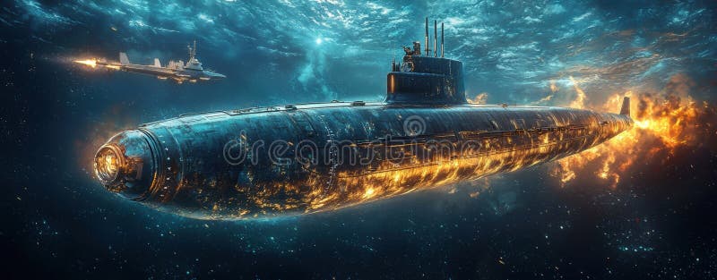 Epic Submarine Battle Underwater Warfare in Deep Space Stock ...