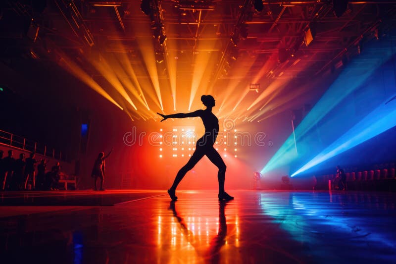 Dramatic Dance Performance with Dynamic Stage Lighting and Silhouette ...