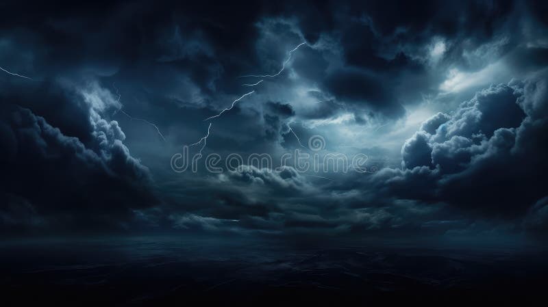 Dramatic dark blue clouds stock illustration. Illustration of looming ...