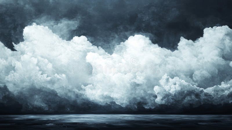 Dramatic Dark Blue Clouds Over a Calm Sea Stock Illustration ...