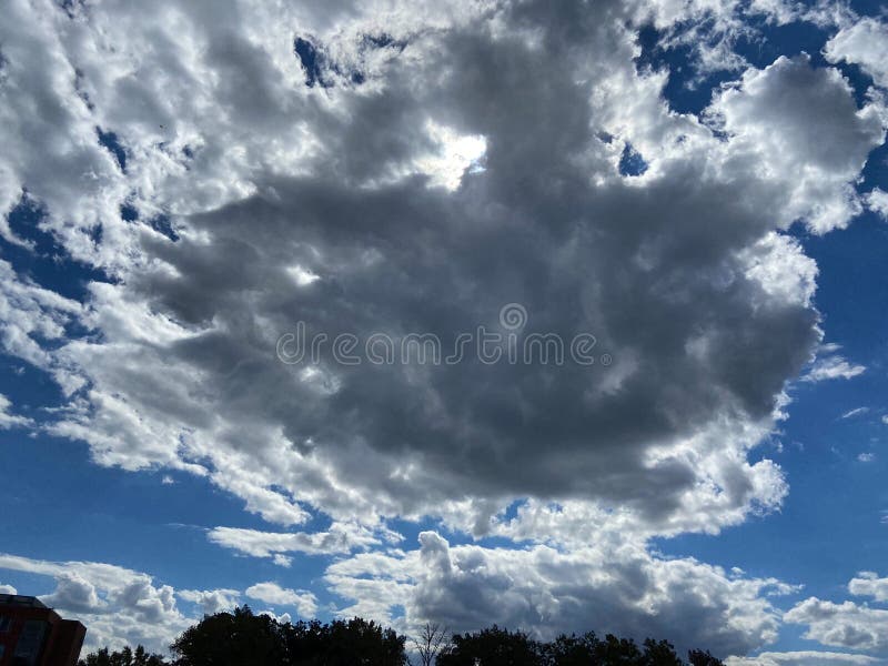 Dramatic Dark Clouds and Blue Sky in September in Fall Stock Photo ...