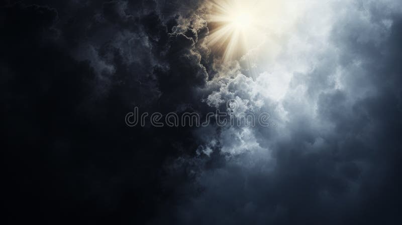 Dramatic Dark Clouds with Sunlight Breaking through Stock Image - Image ...