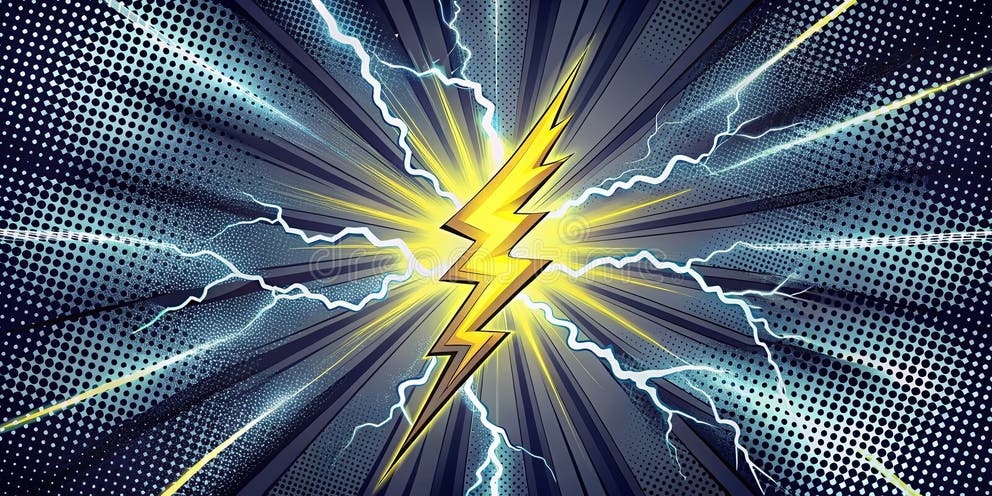 Dramatic Dark Gray Pop Art Comic Background with Lightning Blast ...