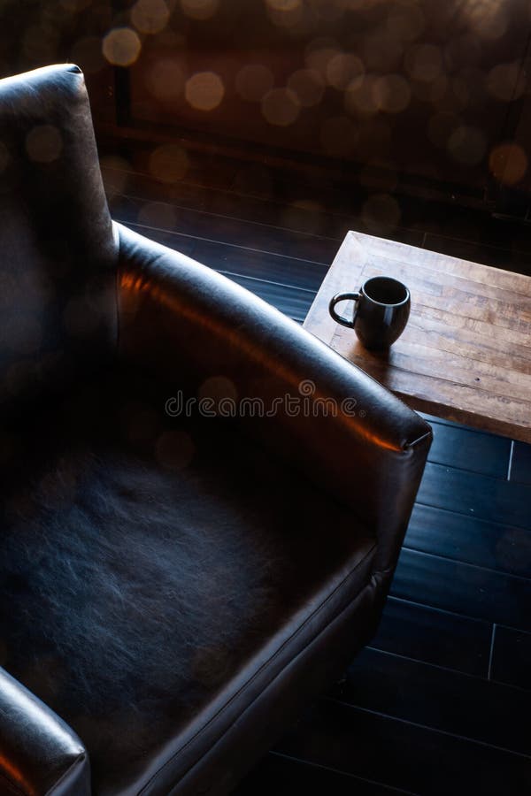 Dramatic Dark Lighting on Comfortable Office Chair Stock Image - Image ...