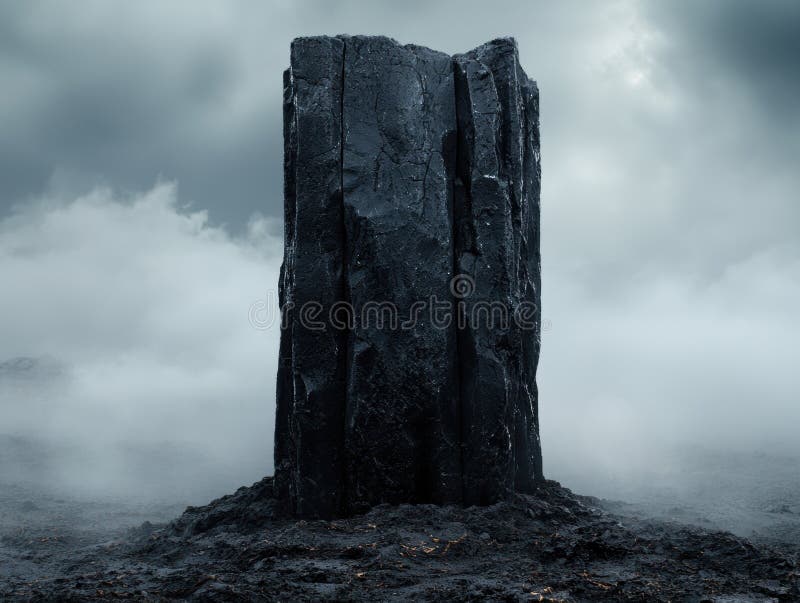 Dramatic Dark Monolith in Moody Landscape Stock Illustration ...