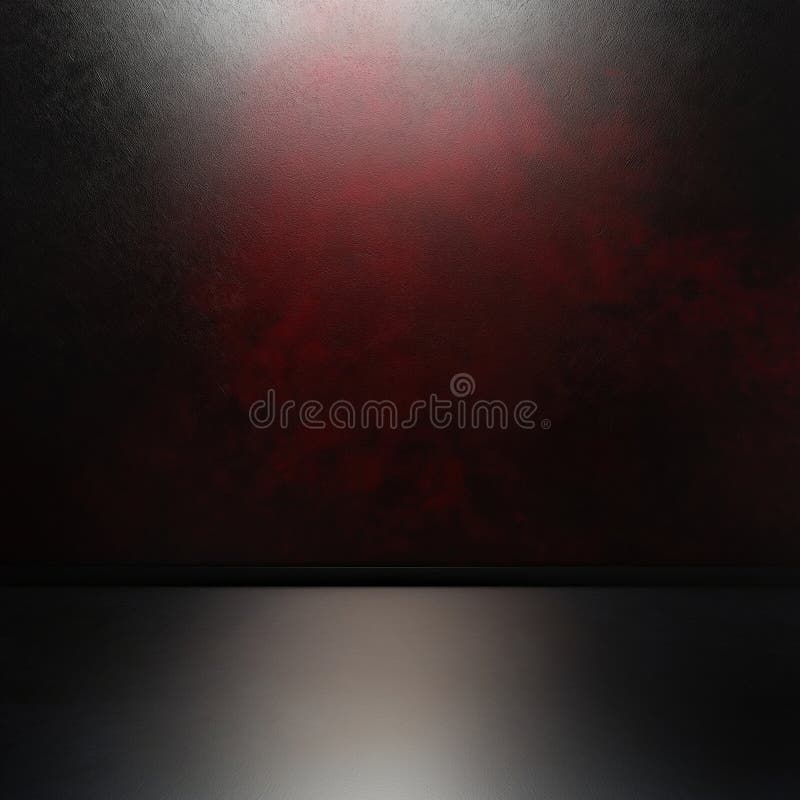 Dramatic Dark Red Textured Wall and Reflective Floor in Minimalist ...