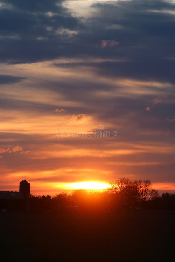 Dramatic Dark Sky at Sunset in Countryside Stock Photo - Image of ...