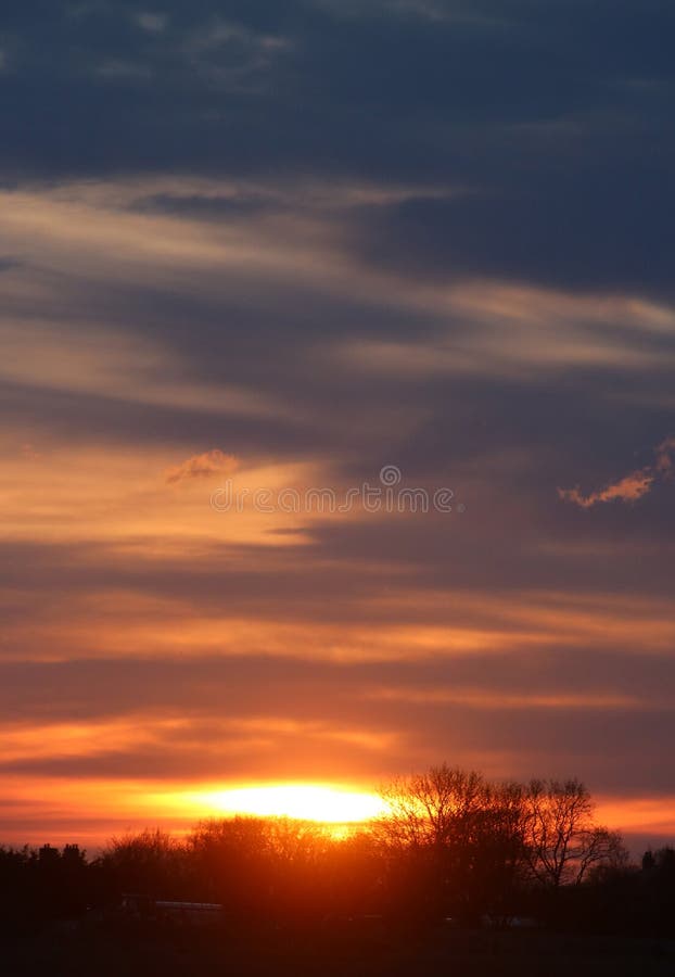 Dramatic Dark Sky at Sunset in Countryside Stock Photo - Image of ...