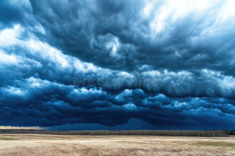 Dramatic Dark Storm Clouds Over Open Field, Nature and Weather Concept ...