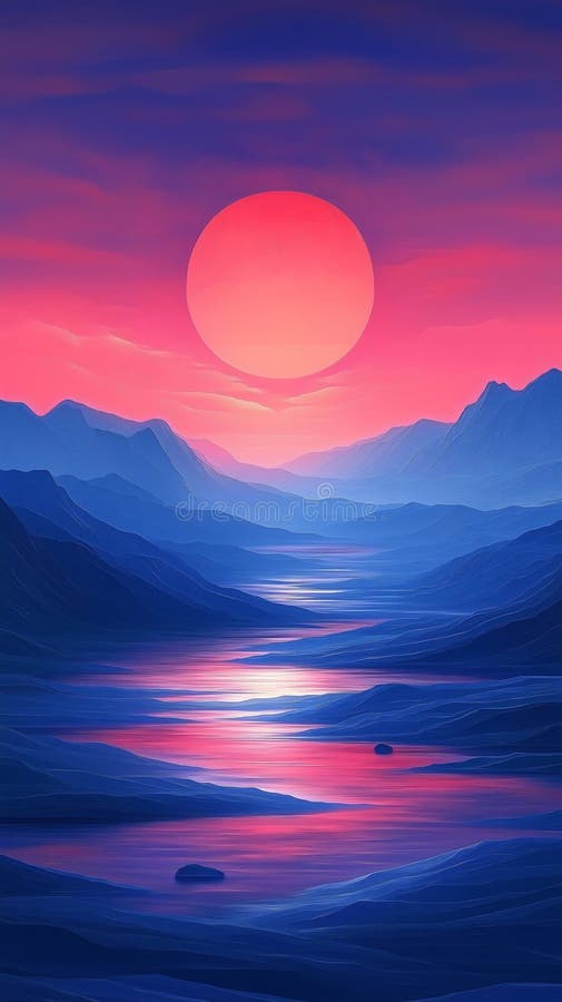 Dramatic Dark-themed Mobile Phone Wallpaper Featuring a Mountain River ...