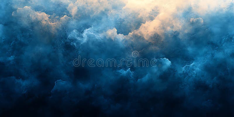 Dramatic Deep Blue Cloudscape with Golden Highlights Abstract ...