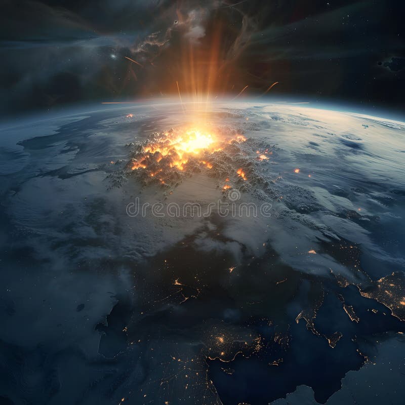 Apocalyptic Planetary Impact: Fiery Collision of Cosmic Body and Earth ...