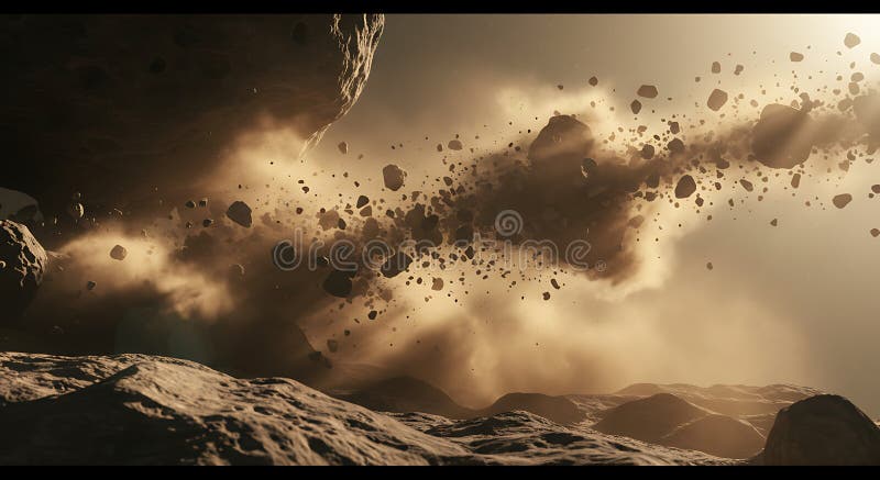 Cosmic Rockfall: a Planetary Collision Stock Illustration ...