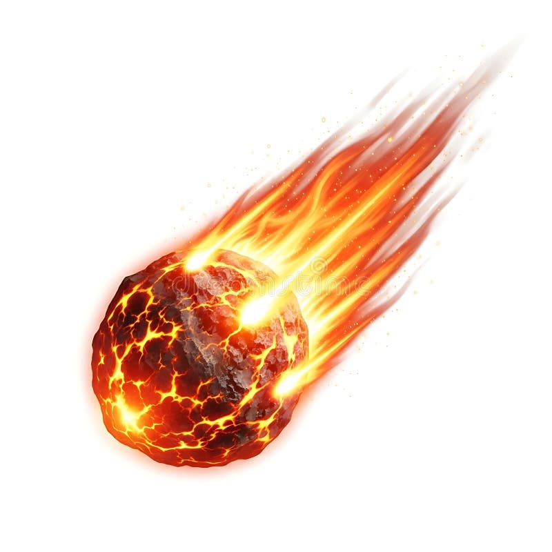 Fiery Meteor Streaking through the Sky with Glowing Embers White ...