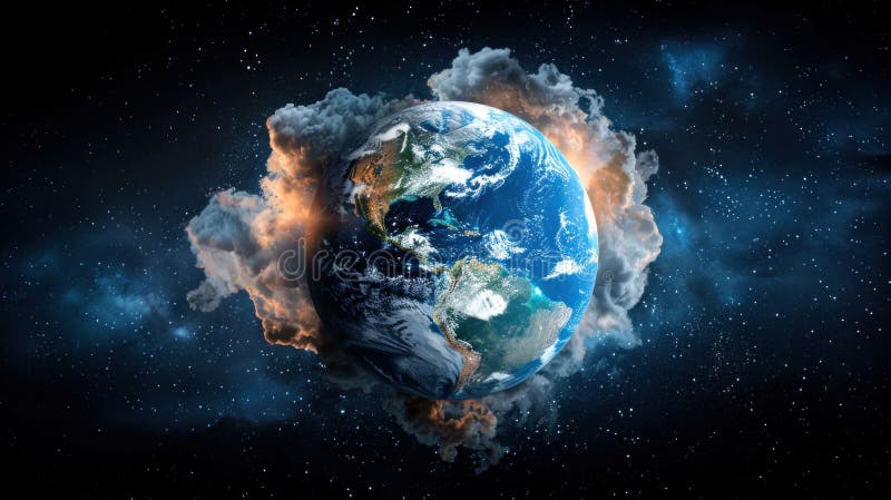 Dramatic Depiction of Earth with Explosive Elements. Generative Ai ...