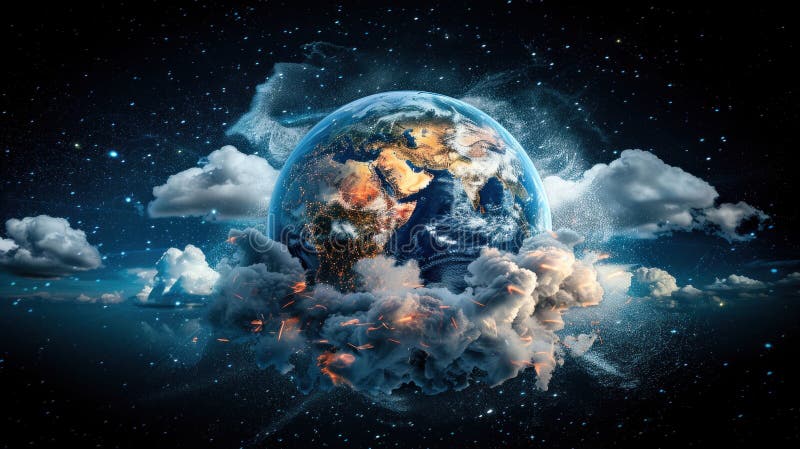 Dramatic Depiction of Earth with Explosive Elements. Generative Ai ...