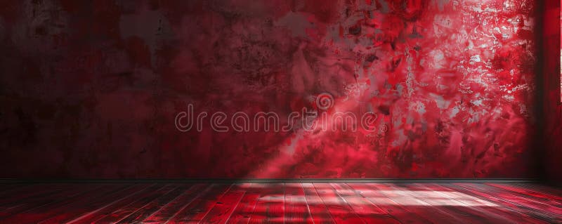 A Dramatic Depiction of an Empty Wall in Deep Ruby Red, with a Matte ...