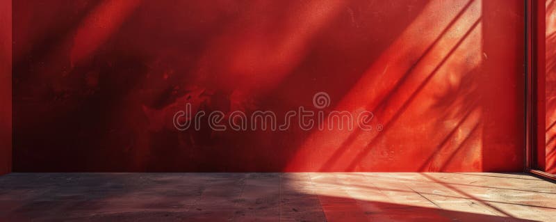 A Dramatic Depiction of an Empty Wall in Deep Ruby Red, with a Matte ...